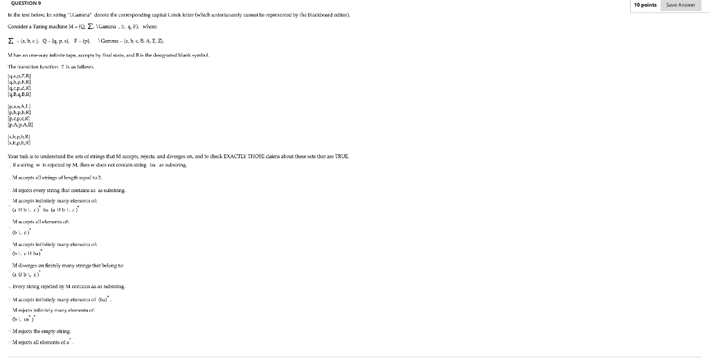 QUESTION 9 In the text below, let string " Gamma" | Chegg.com