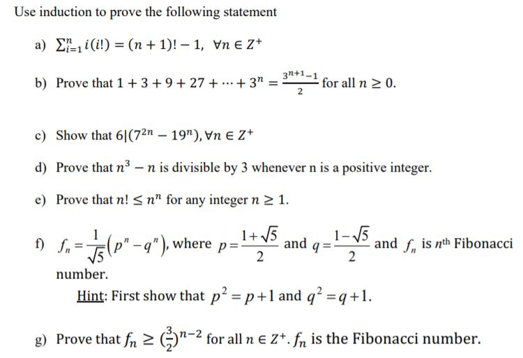 Solved Use induction to prove the following statement a) | Chegg.com
