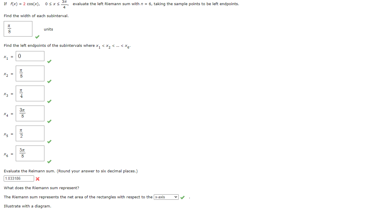 Solved If f(x) = 2 cos(x), 0≤x≤. evaluate the left Riemann | Chegg.com