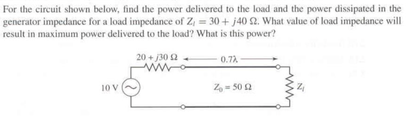 Solved For the circuit shown below, find the power delivered | Chegg.com