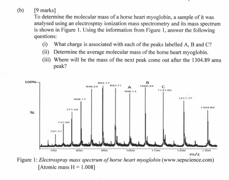 Solved (b) [9 marks] To determine the molecular mass of a | Chegg.com