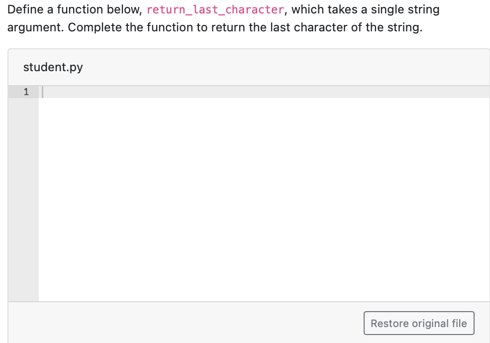 Solved Define a function below, return_last_character, which | Chegg.com