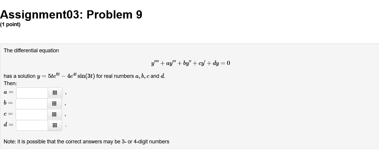Solved Assignment03: Problem 9 (1 point) The differential | Chegg.com