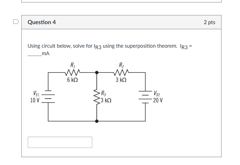 Solved Using circuit below, solve for IR3 using the | Chegg.com