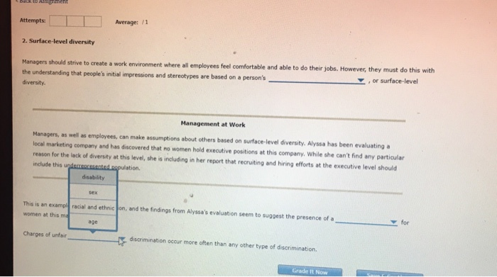 Solved Attempts Average: /1 2. Surface-level diversity | Chegg.com