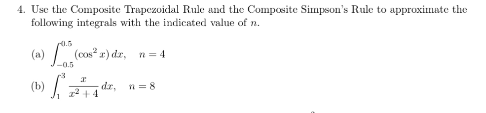 Solved Use the Composite Trapezoidal Rule and the Composite | Chegg.com