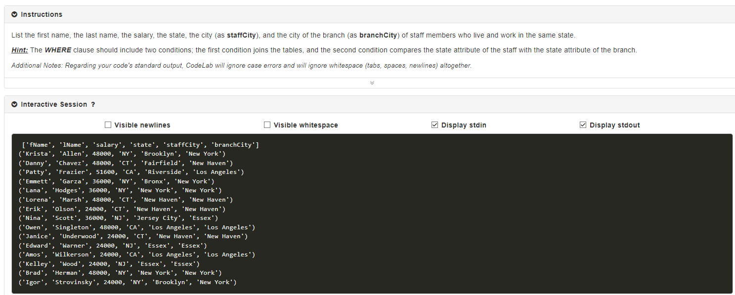 Solved SQL DATA MANIPULATION: ['fName', 'lName', 'position', | Chegg.com