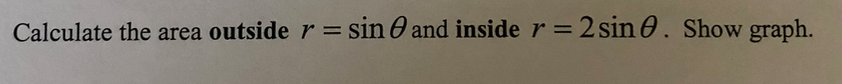 Solved Calculate the area outside r sin θ and inside r-2 sin | Chegg.com