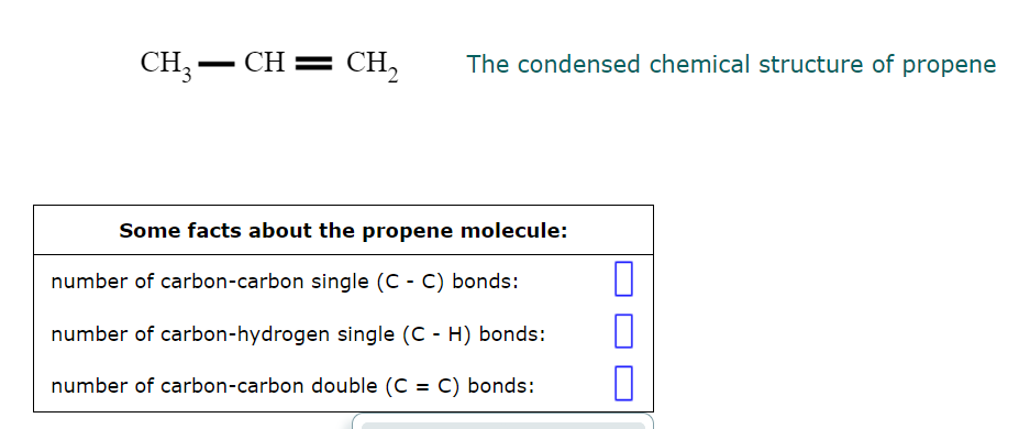 CH3−CH=CH2 The condensed chemical structure of | Chegg.com