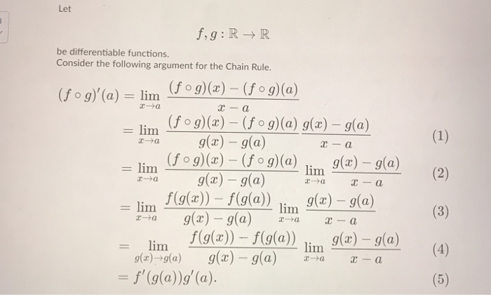 Solved Let f,g:RR be differentiable functions. Consider the | Chegg.com