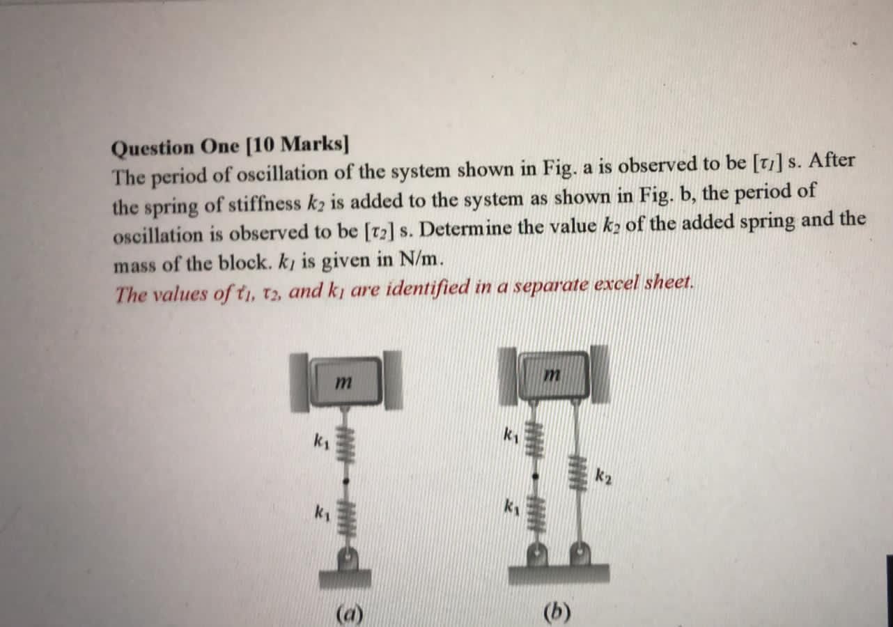 Solved Question One [10 Marks) The period of oscillation of | Chegg.com