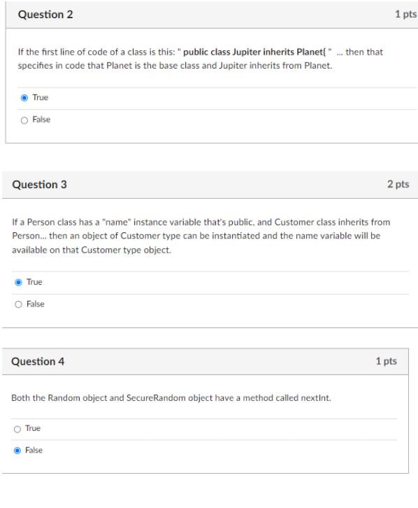 Solved Question 2 1 pts If the first line of code of a class | Chegg.com