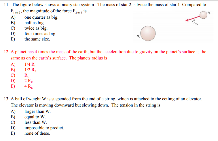 Solved A) 11. The figure below shows a binary star system. | Chegg.com