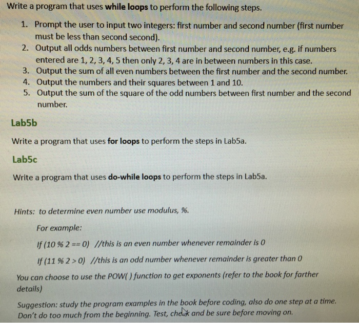Solved Write a program that uses while loops to perform the | Chegg.com