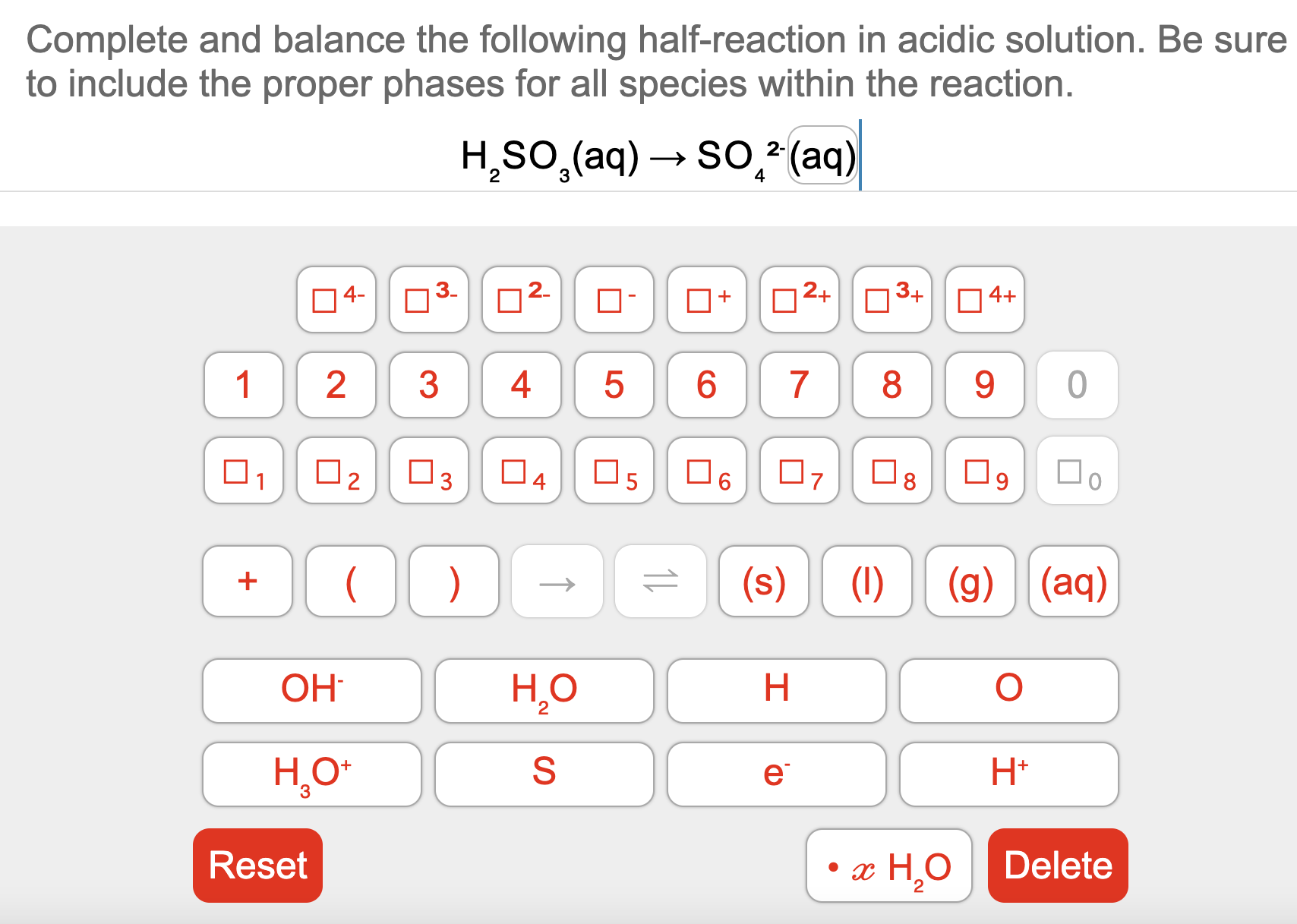 Solved Complete and balance the following half-reaction in | Chegg.com