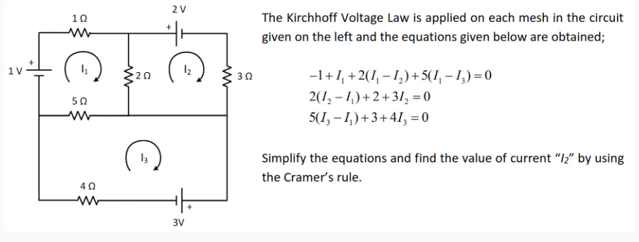 Solved The Kirchhoff Voltage Law is applied on each mesh in | Chegg.com