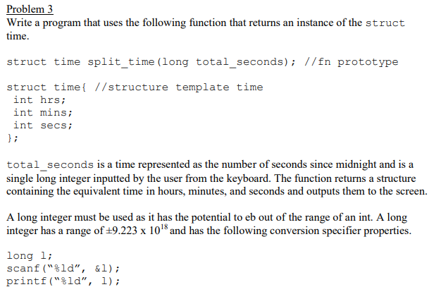 Solved Problem 3 Write a program that uses the following | Chegg.com