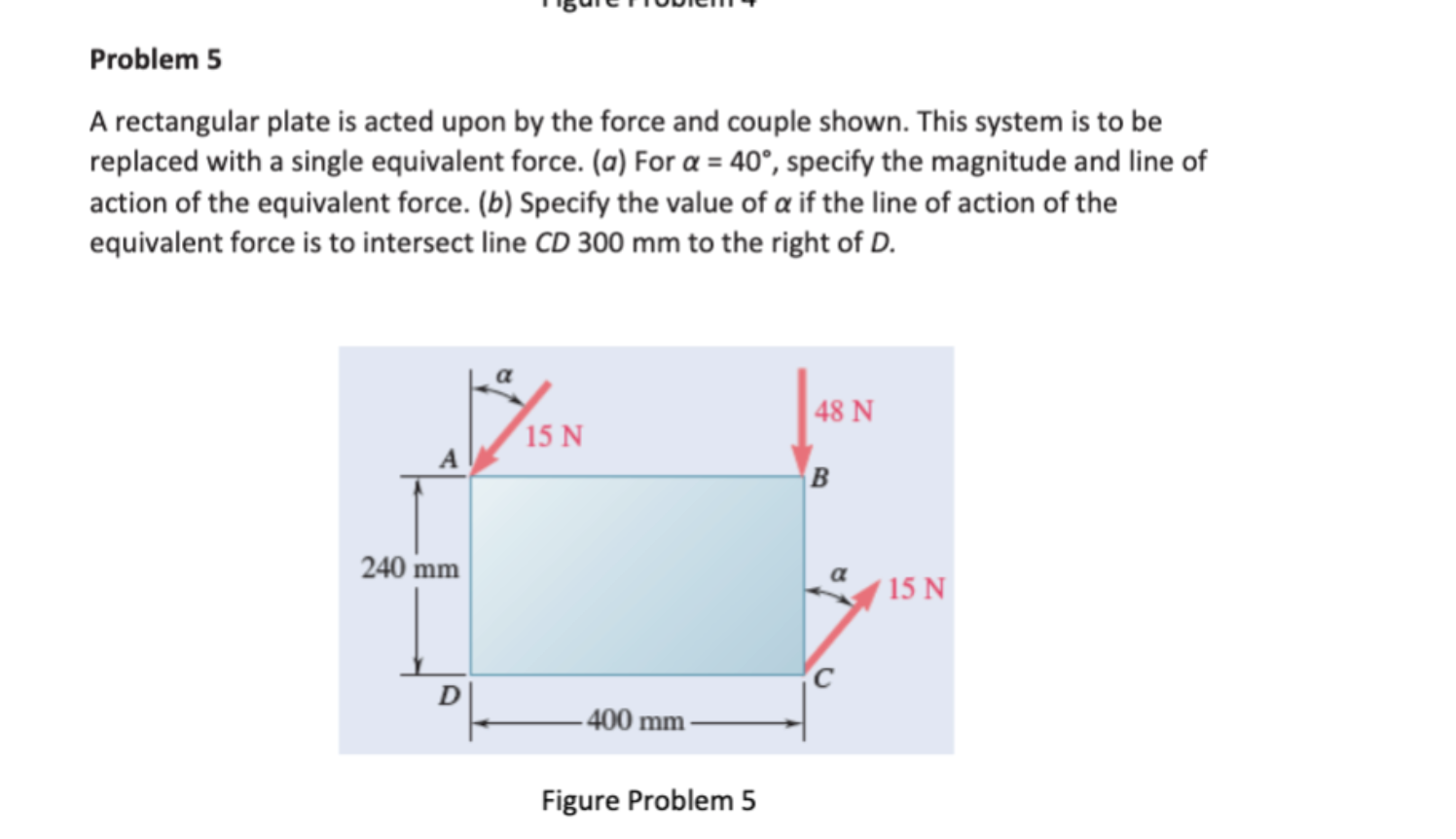 Solved Problem 5 A rectangular plate is acted upon by the | Chegg.com