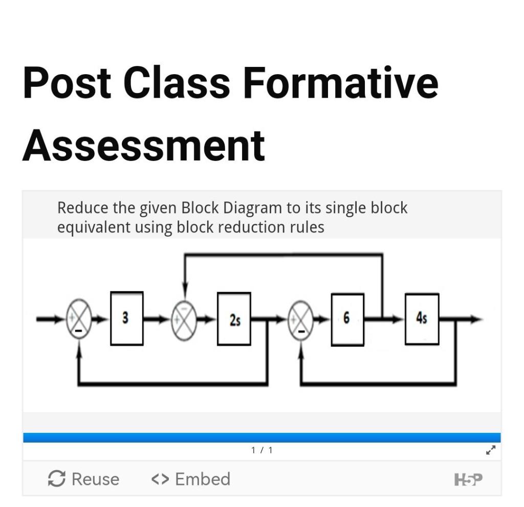 Solved Reduce the given Block Diagram to its single block | Chegg.com