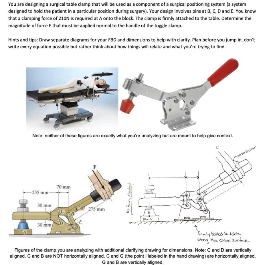 Solved You are designing a surgical table clamp that will be | Chegg.com