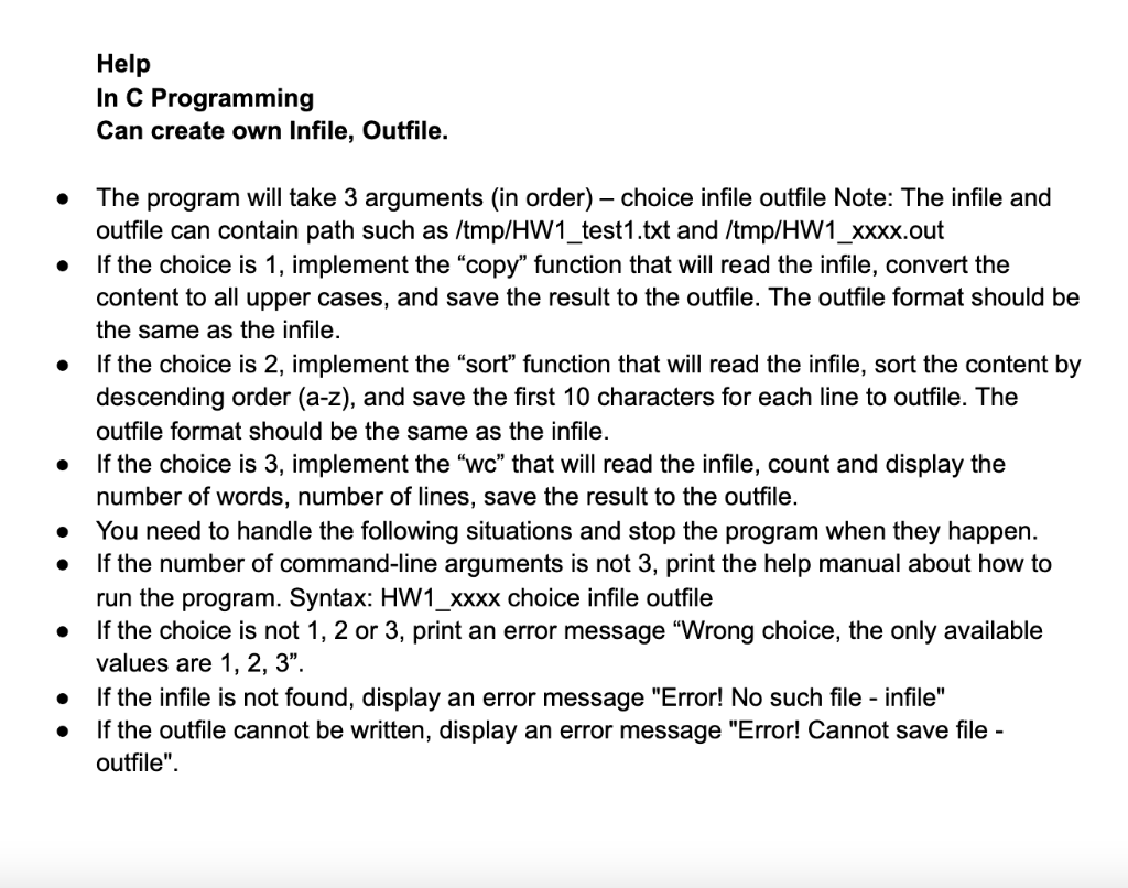 Help In C Programming Can Create Own Infile Outfile 2523