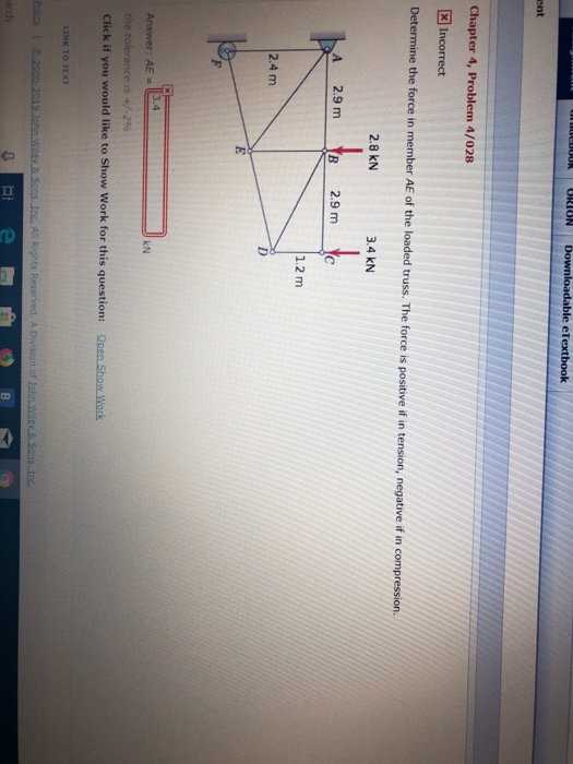 Solved Chapter 4, Problem 4/028 X Incorrect Determine the | Chegg.com