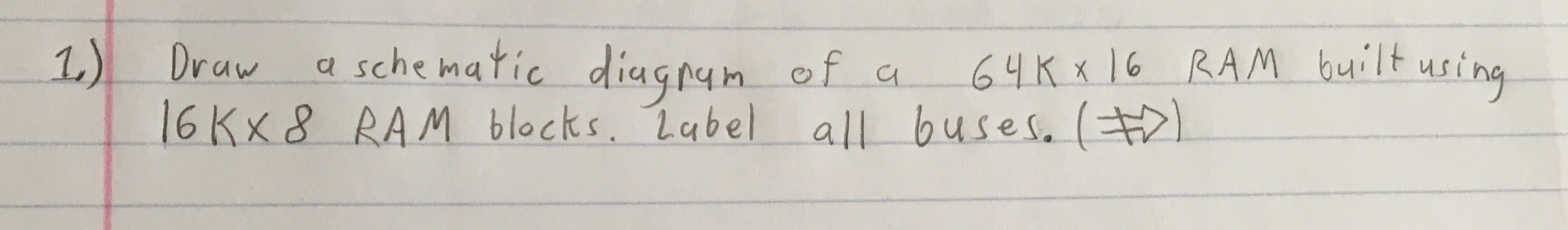 Solved 1.) Draw a schematic diagram of a 64K* 16 RAM built | Chegg.com
