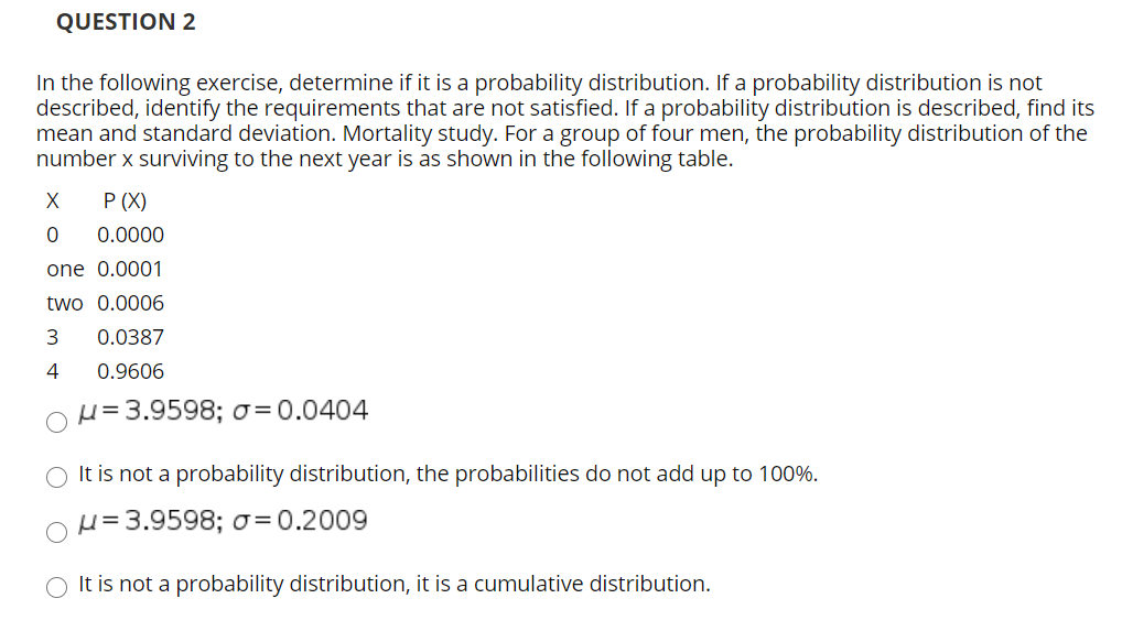 Solved QUESTION 1 In the following exercise, determine if it | Chegg.com