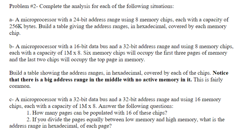 Solved Problem \#2- Complete the analysis for each of the | Chegg.com