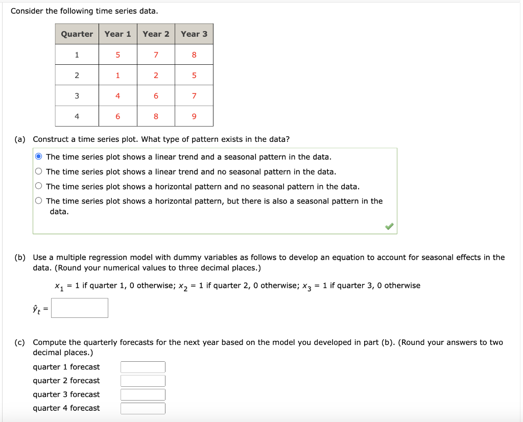 Solved Consider the following time series data. (a) | Chegg.com
