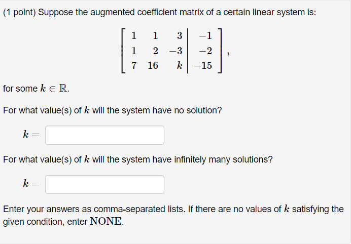Solved Suppose the augmented coefficient matrix of a certain | Chegg.com