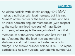 Solved Constants An alpha particle with kinetic energy 12.0 | Chegg.com