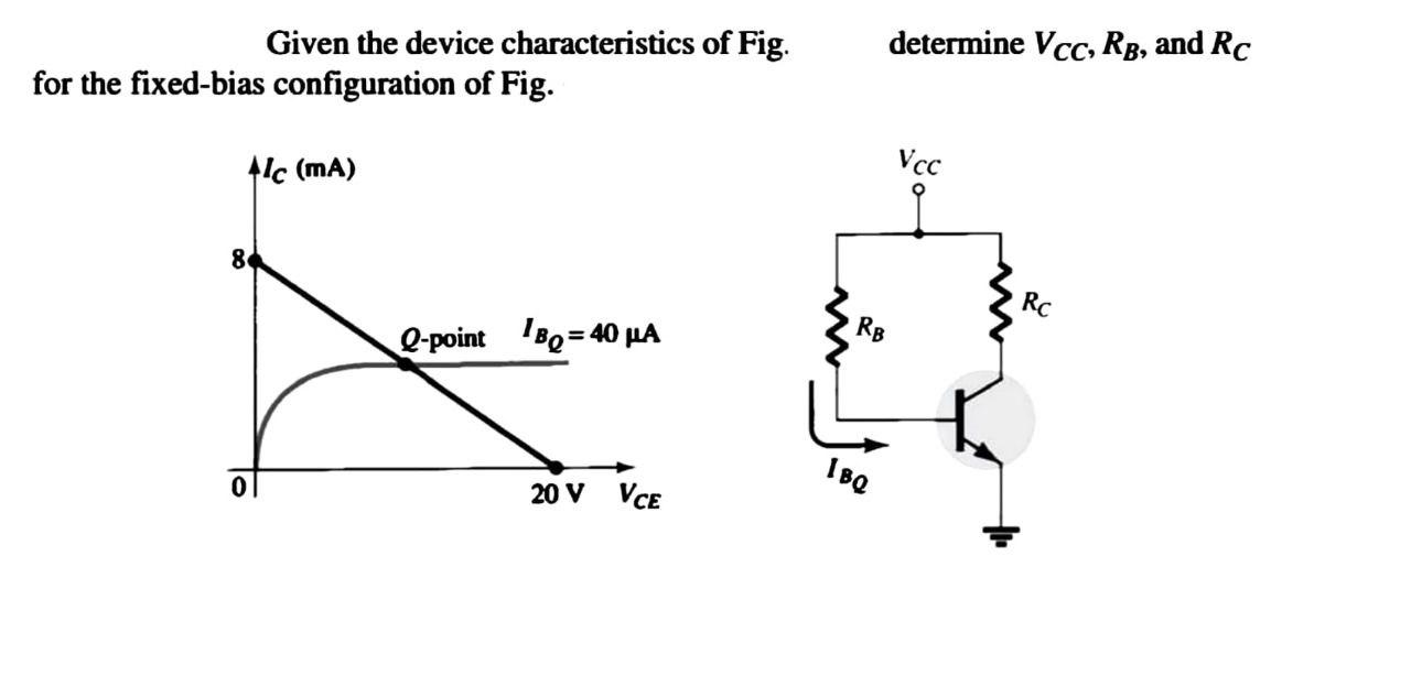 Solved determine Vcc, RB, and RC Given the device | Chegg.com