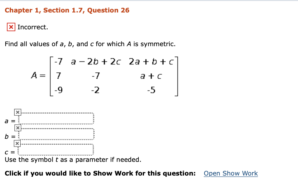 Solved Chapter 1, Section 1.7, Question 26 X Incorrect. Find | Chegg.com