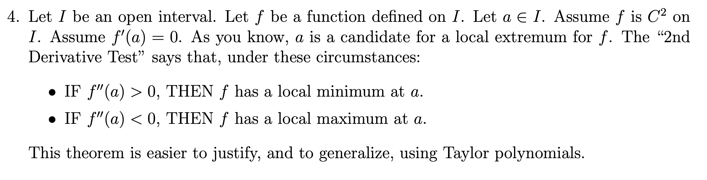 Solved 4. Let I be an open interval. Let f be a function | Chegg.com