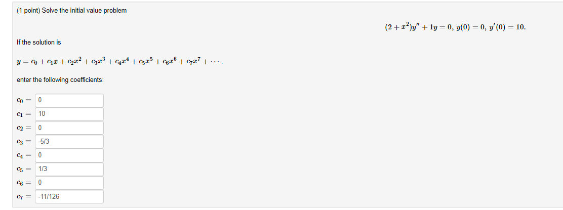 Solved (1 point) Solve the initial value problem | Chegg.com