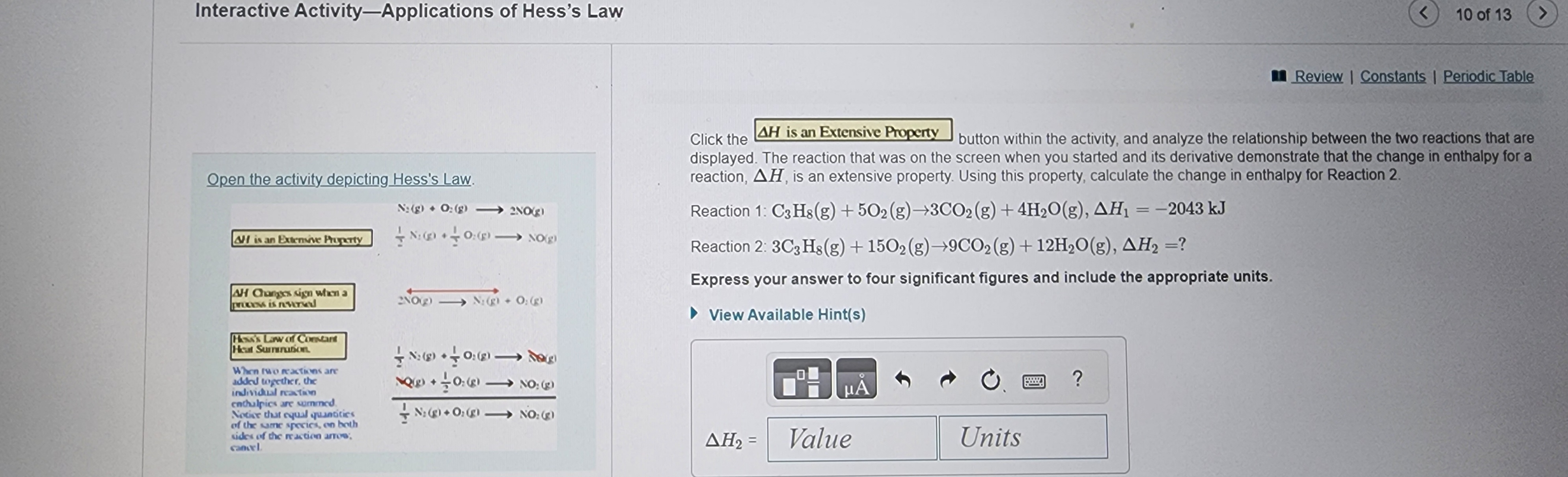 Solved Interactive Activity_Applications of Hess's Law Open | Chegg.com
