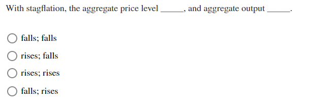 Solved With stagflation, the aggregate price level, ﻿and | Chegg.com