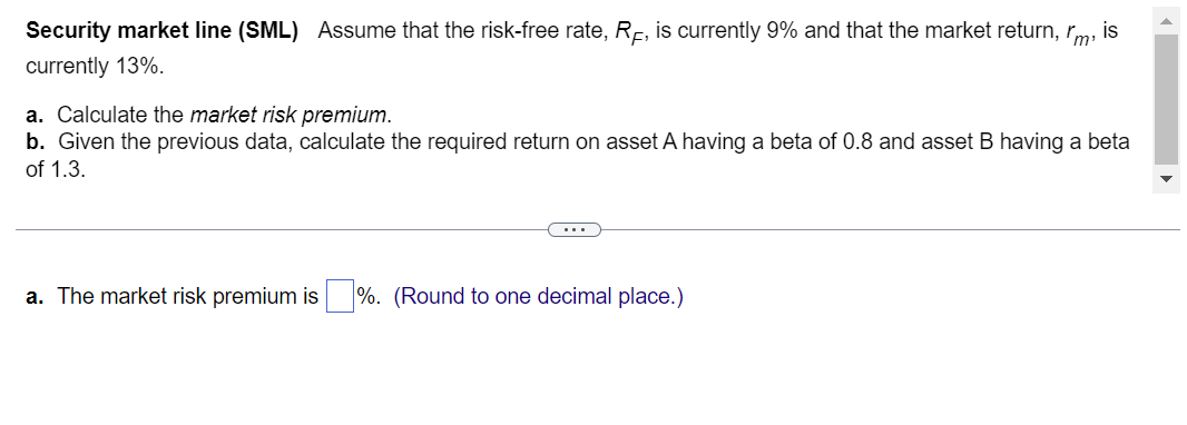 Solved Security market line (SML) Assume that the risk-free | Chegg.com
