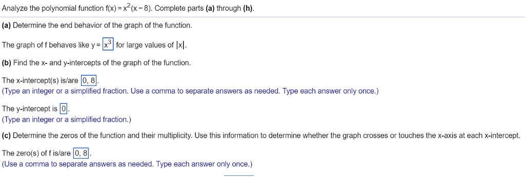 Solved Analyze The Polynomial Function Fx Xx 8 Complete 9728
