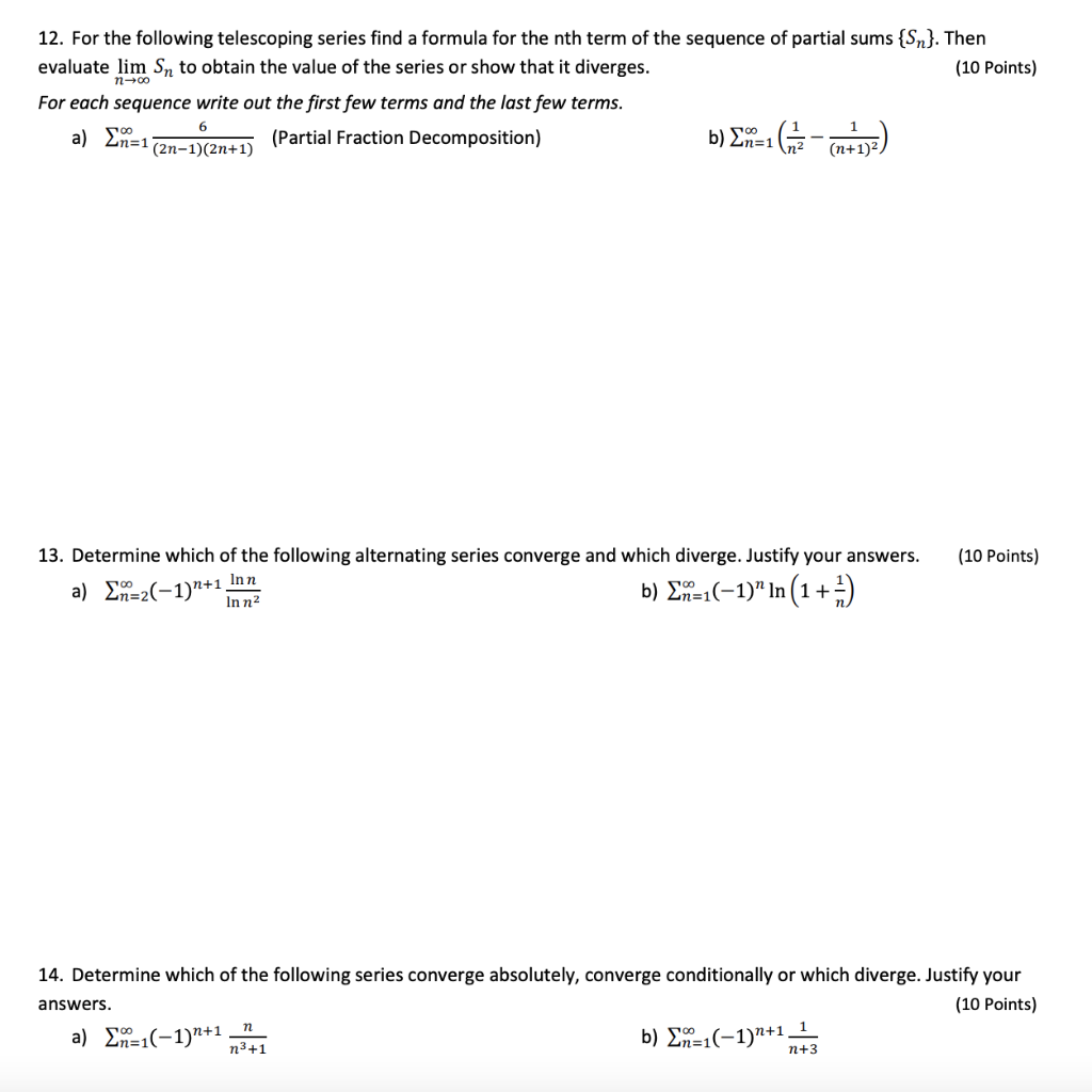 Solved 12. For the following telescoping series find a | Chegg.com