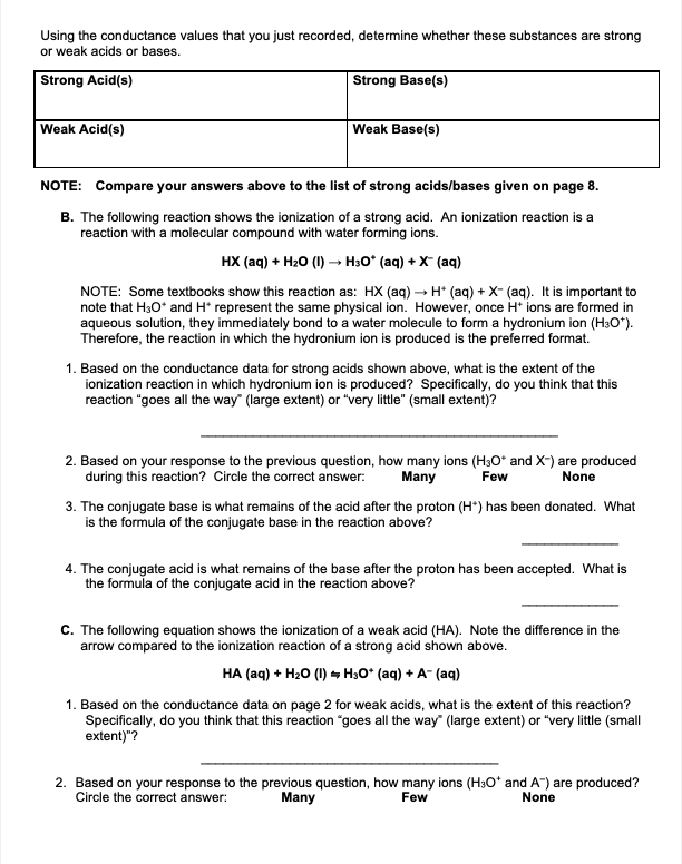 Solved 2. Conductivity of solutions - During lab #7 | Chegg.com