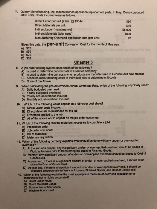 Solved Multiple Choice Questions - Chapter 2-13 Points | Chegg.com