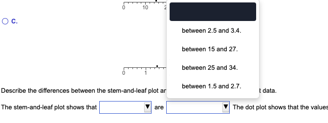Display the accompanying data in a dot plot. Describe | Chegg.com