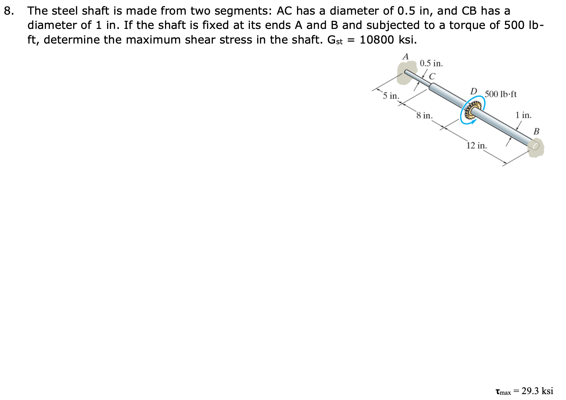 The steel shaft is made from two segments: AC has a | Chegg.com