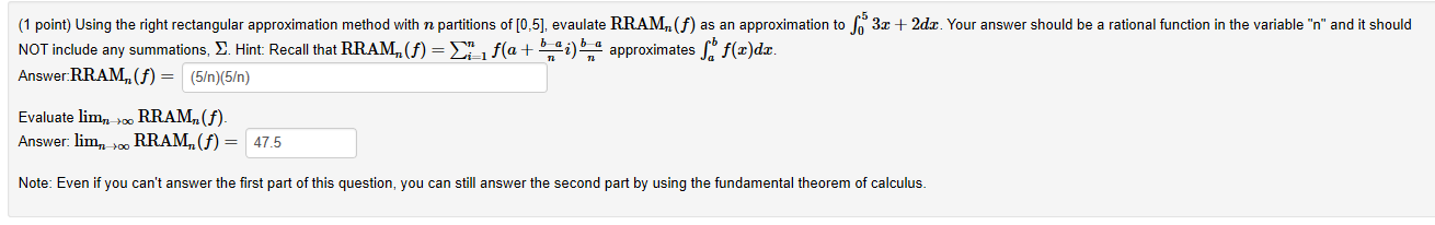Solved (1 point) Using the right rectangular approximation | Chegg.com