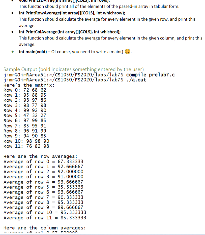 Solved This function should print all of the elements of the | Chegg.com