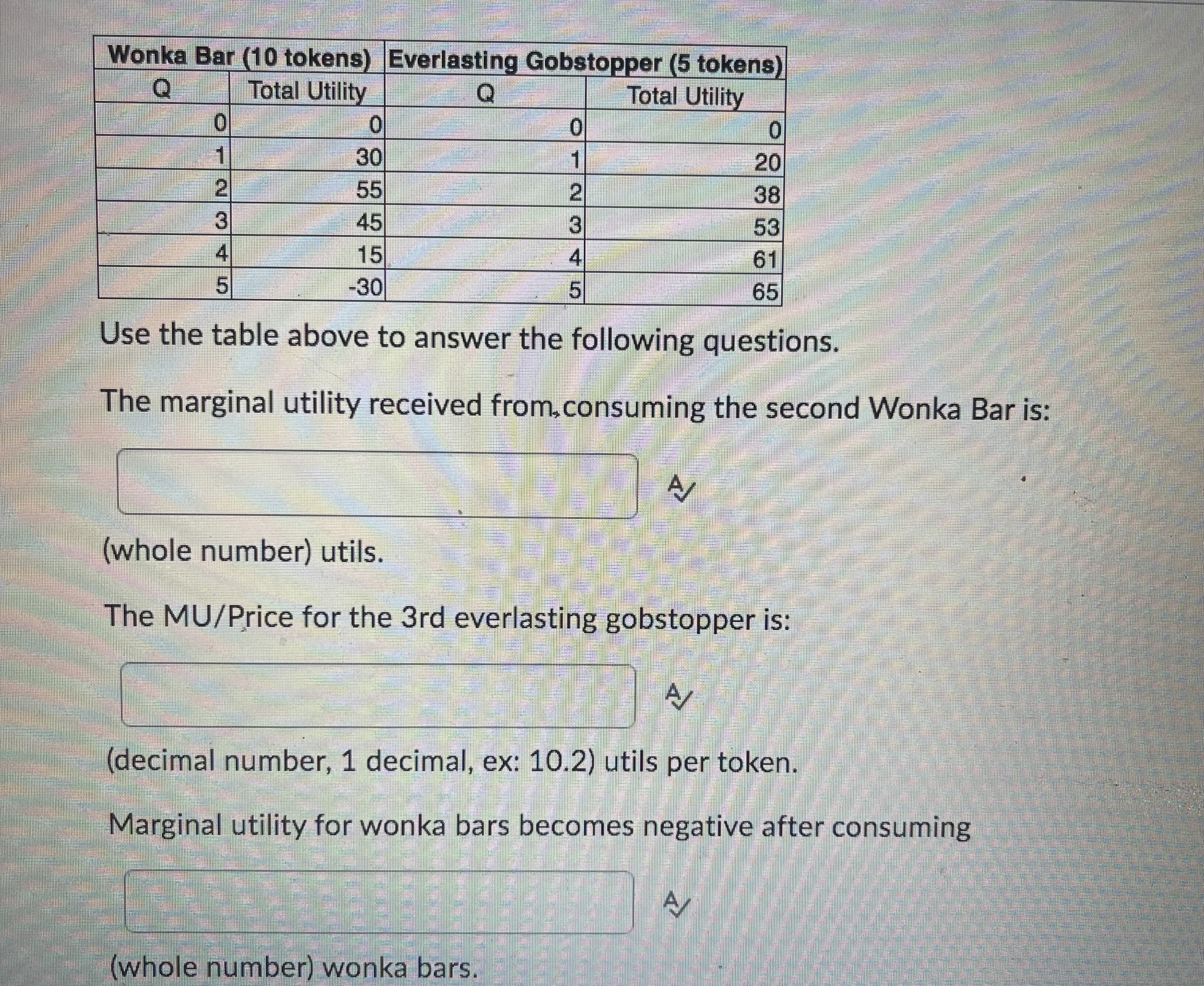 Solved Use the table above to answer the following | Chegg.com