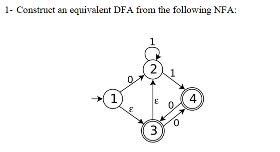 Solved 1- Construct an equivalent DFA from the following | Chegg.com