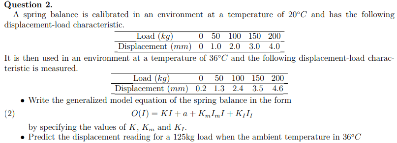 Solved A spring balance is calibrated in an environment at a | Chegg.com
